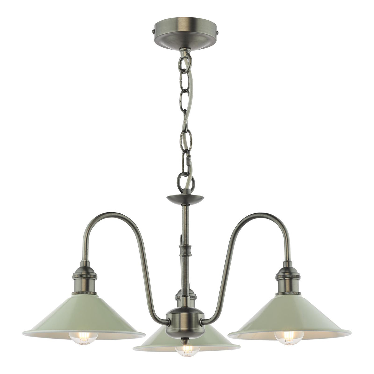 Dar Lighting Hadano 3 Light Pendant Antique Chrome and Matt Taupe • HA ...