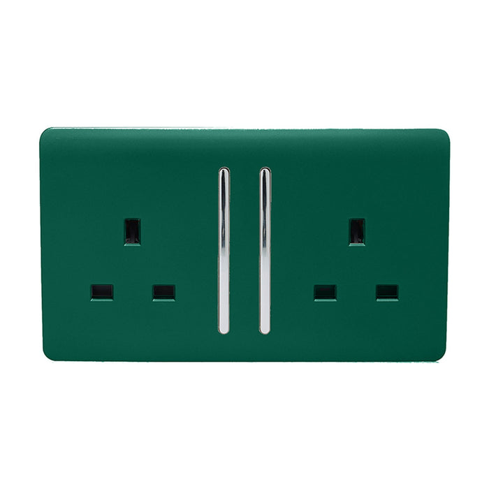 Trendi, Artistic Modern 2 Gang 13Amp Long Switched Double Socket Dark ...