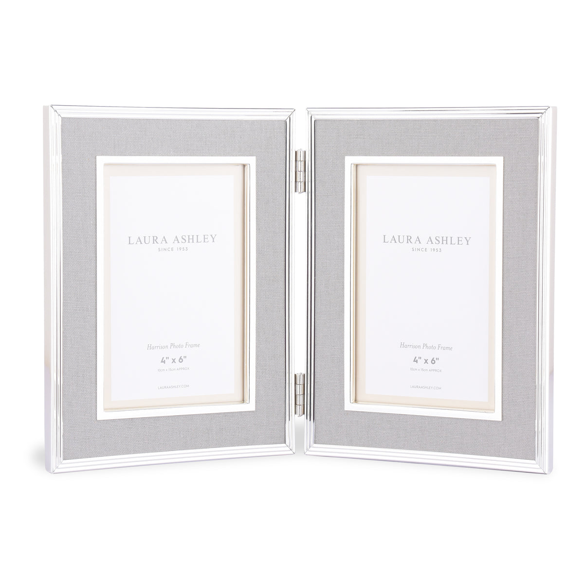 Laura Ashley Harrison Double Photo Frame Pale Charcoal Linen 4x6" • LA ...